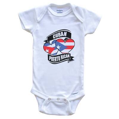 Cuban Puerto Rican Hearts Cuba Puerto Rico Flags Baby Bodysuit Baby ...