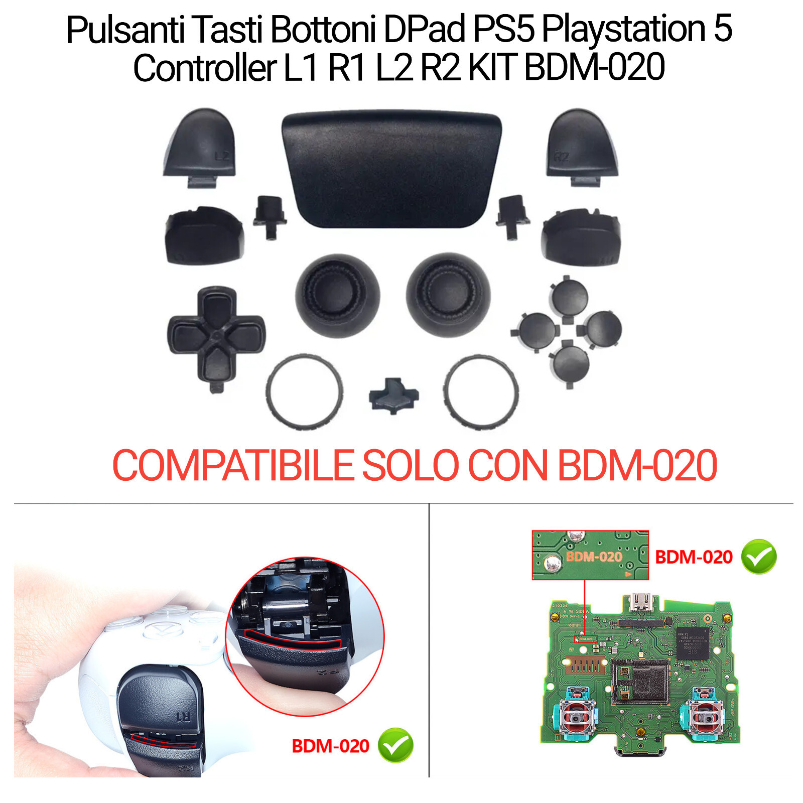 Pulsanti Tasti Bottoni DPad PS5 Playstation 5 Controller L1 R1 L2 R2 ...