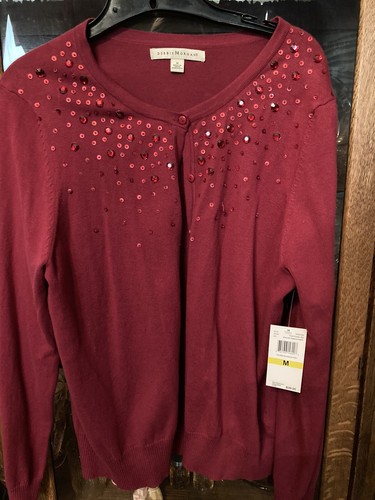 Womans NWT Sweater with Sequins Burgundy Debbie Morgan sz Med | eBay