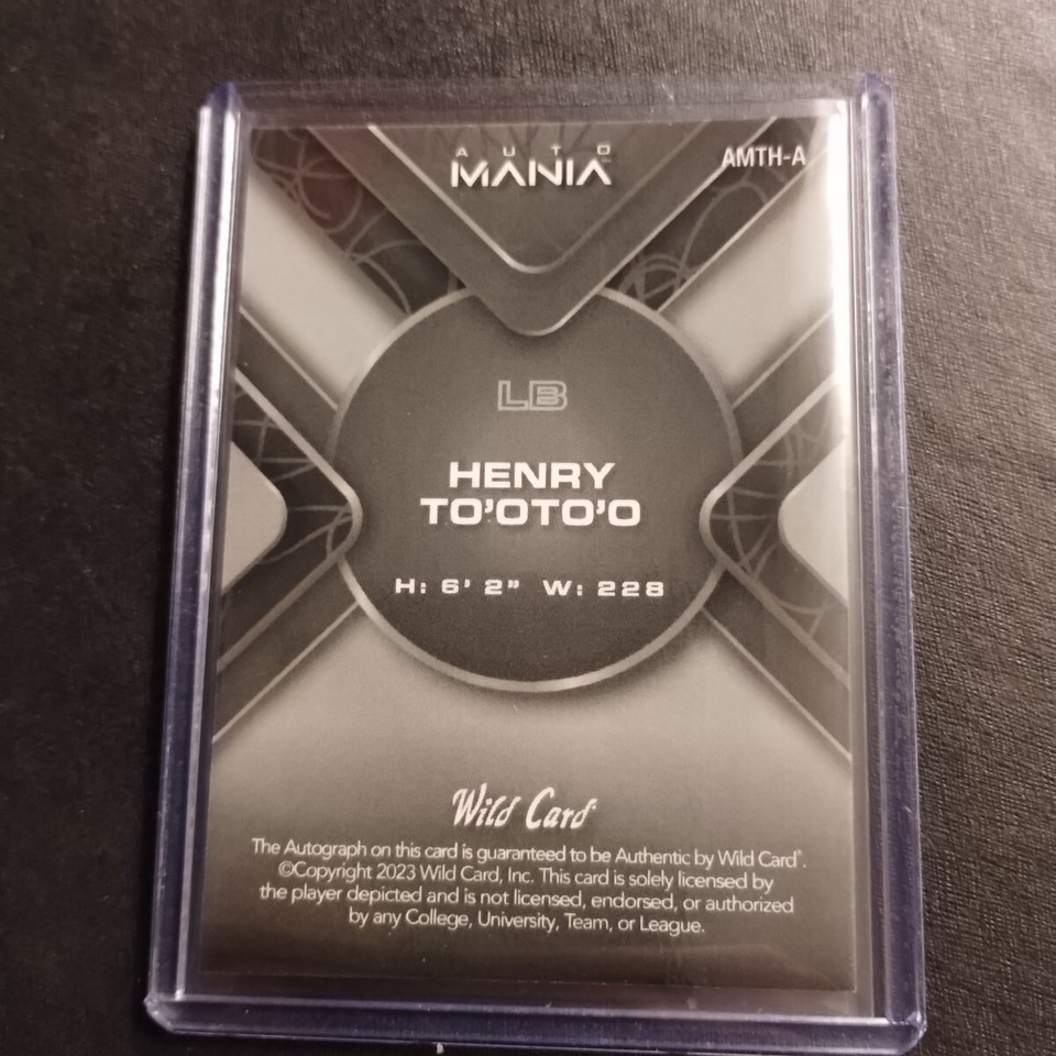 #24/50 Henry To'oto'o Rookie Auto 2023 Wild Card Mania Texans Alabama ...