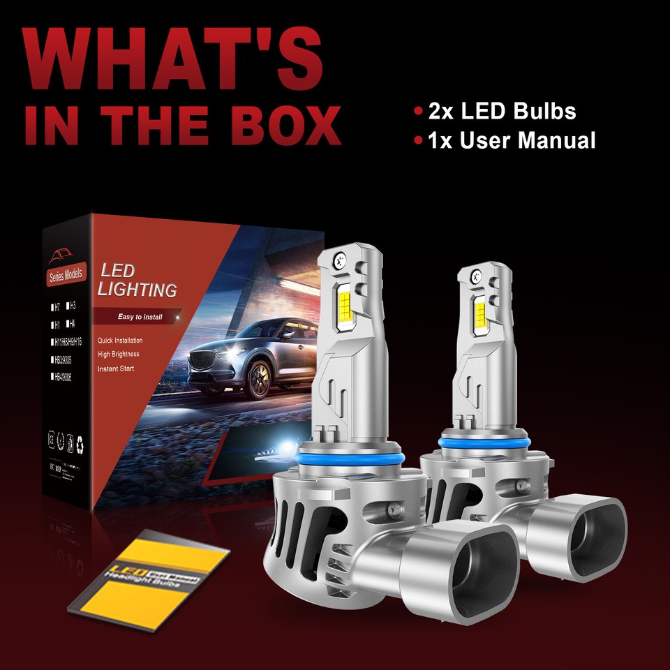 2x 9005 HB3 LED Headlights Kit High Beam Bulbs 7000LM Bright Plug and ...