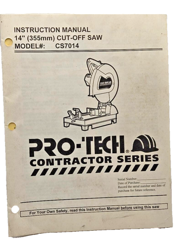 Protech cut-off saw instruction manual model CS7014 used | eBay