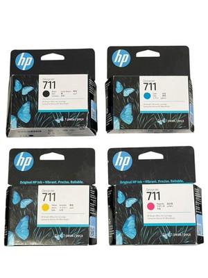 Genuine HP 711 4 Pack Black 80ml Magenta Cyan Yellow Ink for DesignJet ...
