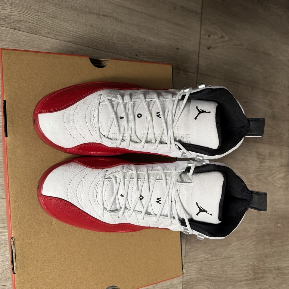 Jordan 12 Retro 2023 Cherry Sz 10 CT8013-116 White Red Playoff Flu Worn ...