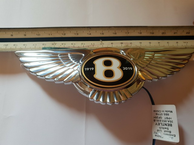 Bentley Mulsanne Bentayga GT 1919-2019 100 Centenary Rear Trunk Badge ...