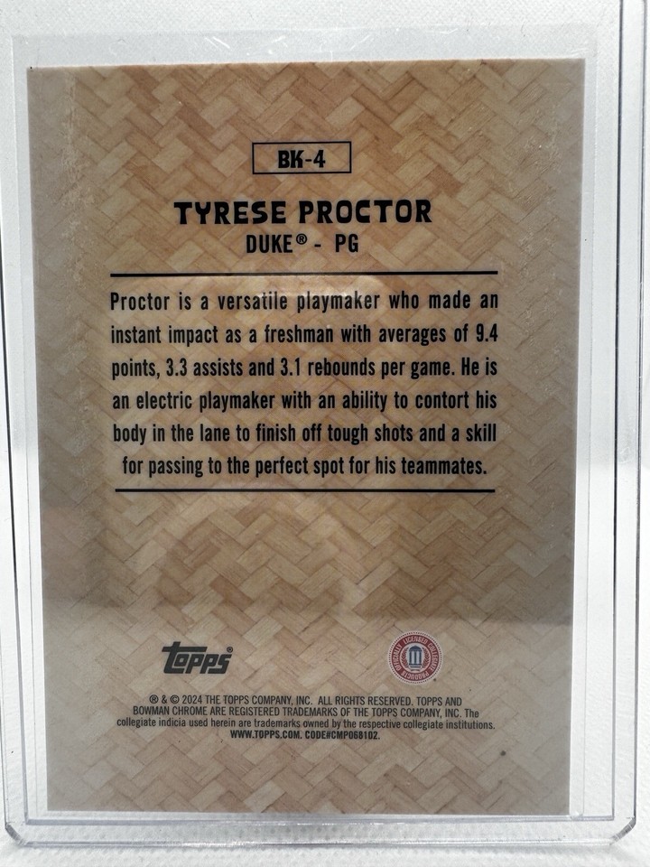 2024 Topps Bowman U Chrome Big Kahuna Insert Tyrese Proctor #BK-4 Duke ...