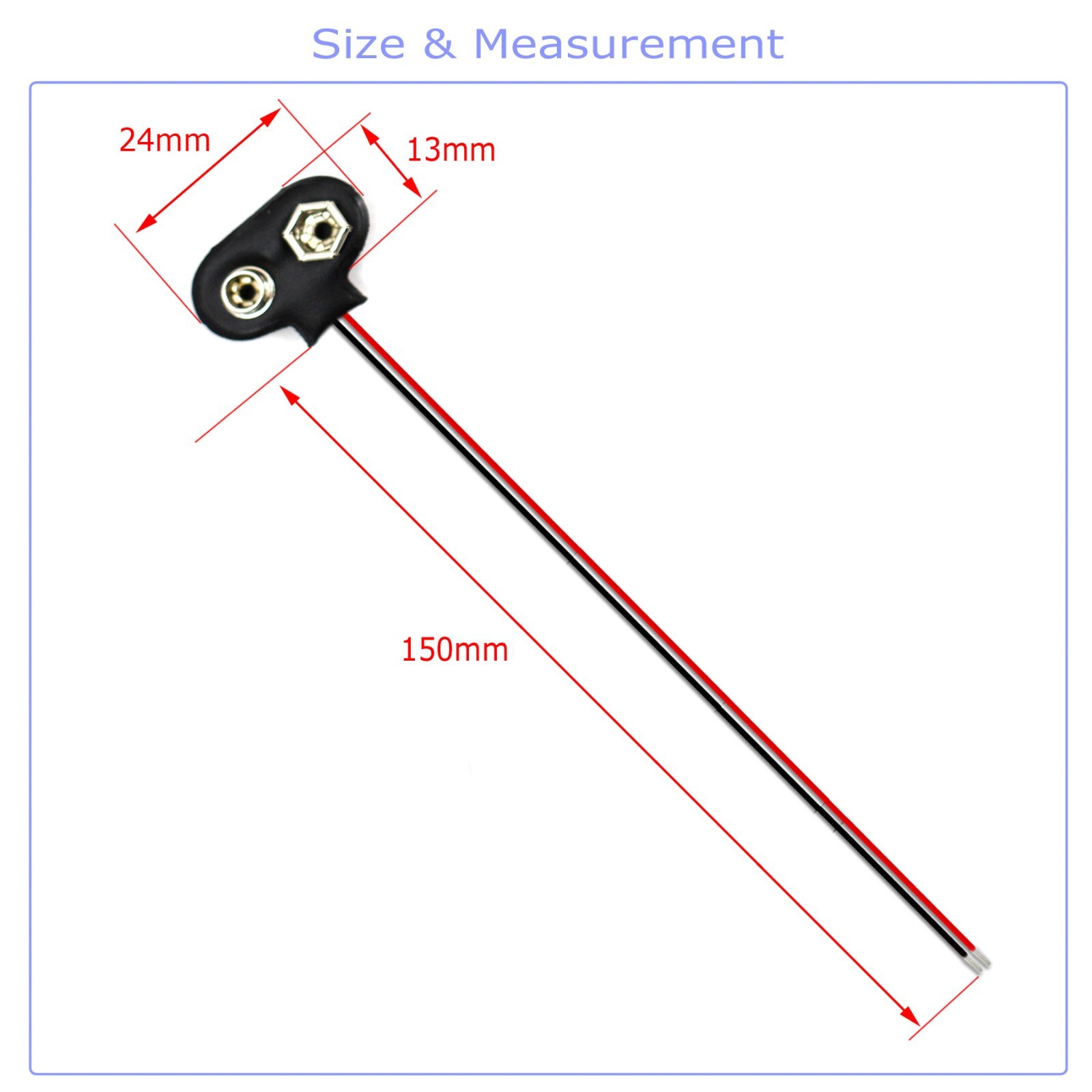 10x 9V 12cm Battery Connector T Type Clip Plug Wire Cord Leads 9 Volt ...