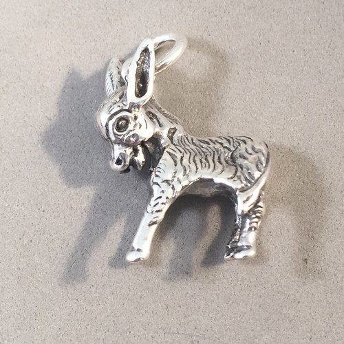 .925 Sterling Silver 3-D Detailed DONKEY CHARM NEW Pendant Burro Mule ...