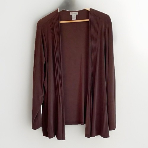 Catherines Womens Slinky Stretch Brown Cardigan Size 3X Long Sleeves ...