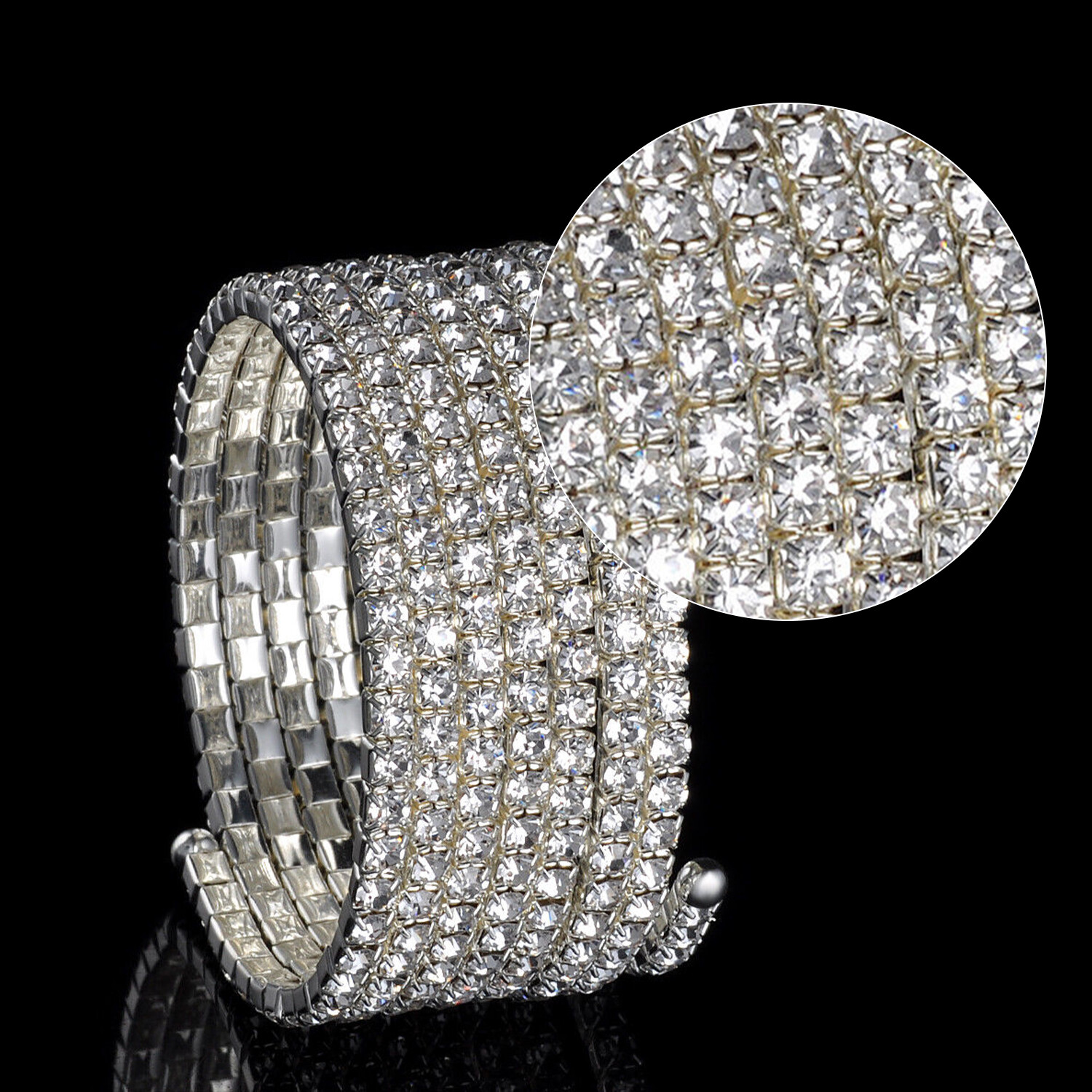 Crystal Upper Arm Cuff Bracelet Rhinestones Diamante Spiral Shape Girls ...