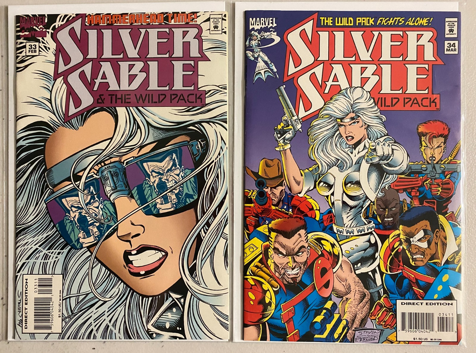 Silver Sable Wild Pack lot #1-34 Marvel (average 8.0 VF) 26 diff (1992 ...
