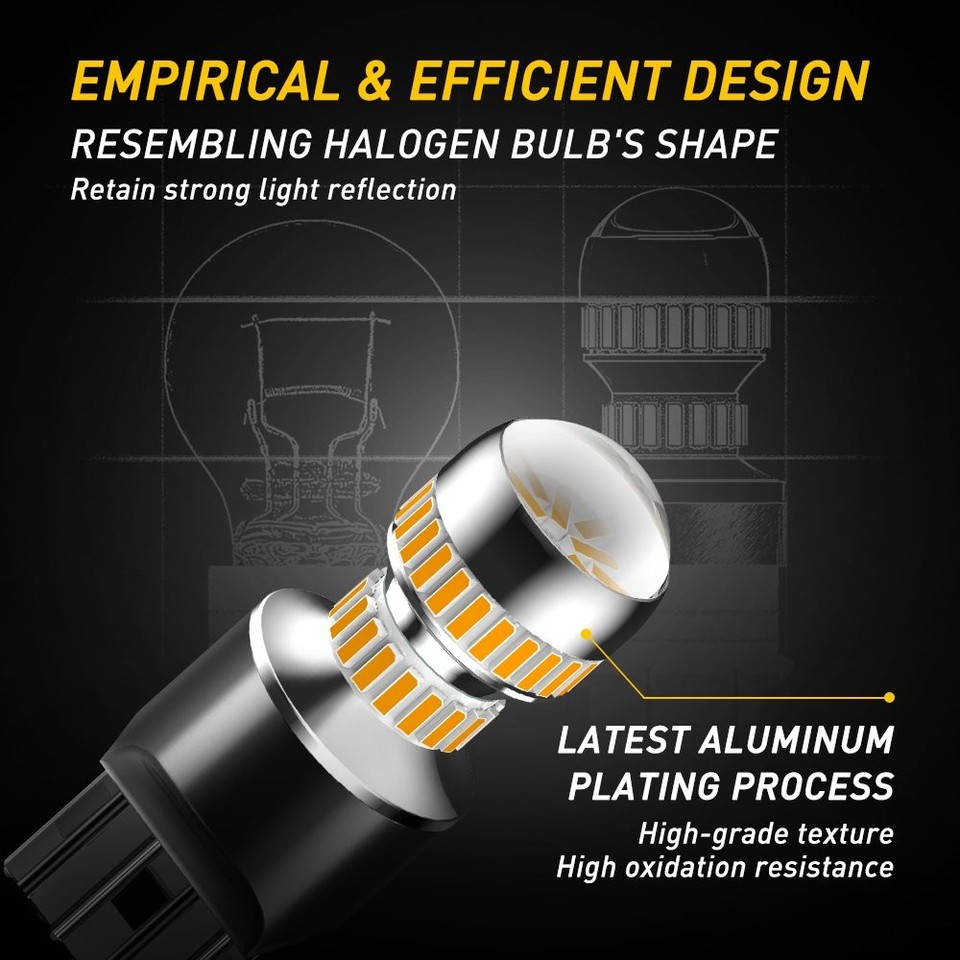 3000K Super Bright 7443 7444 LED Amber Rear Turn Signal Blinker Light ...