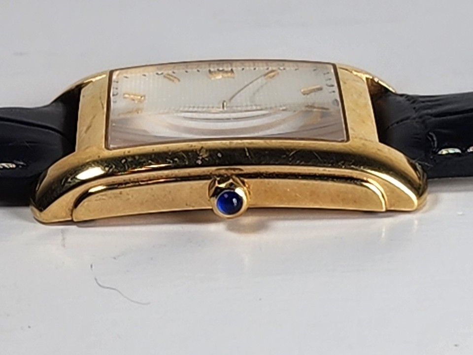 Cyma Men's 14k Solid Gold Rectangular Tank Watch & Date Display Superb ...