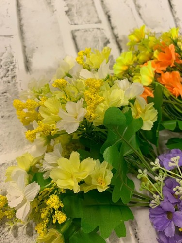 BNIB Pack of 6 Vibrant Coloured Artificial Flower Posies 11" Stems CG ...