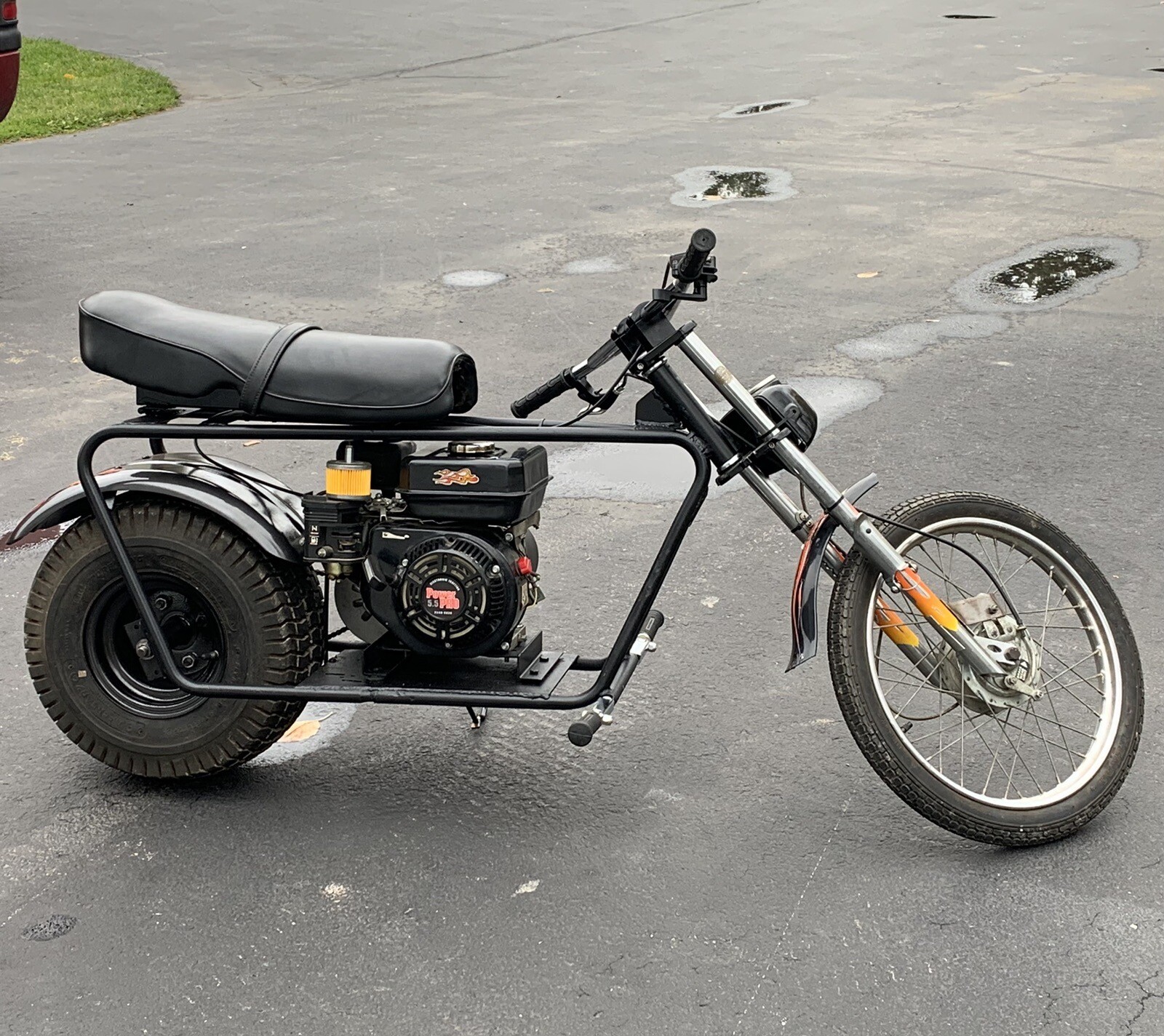 custom mini bike Chopper . Schwinn OCC Front End with Moped Front Wheel ...