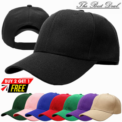 Unisex Baseball Cap Adjustable Solid Hat Polo Style Classic Curved ...
