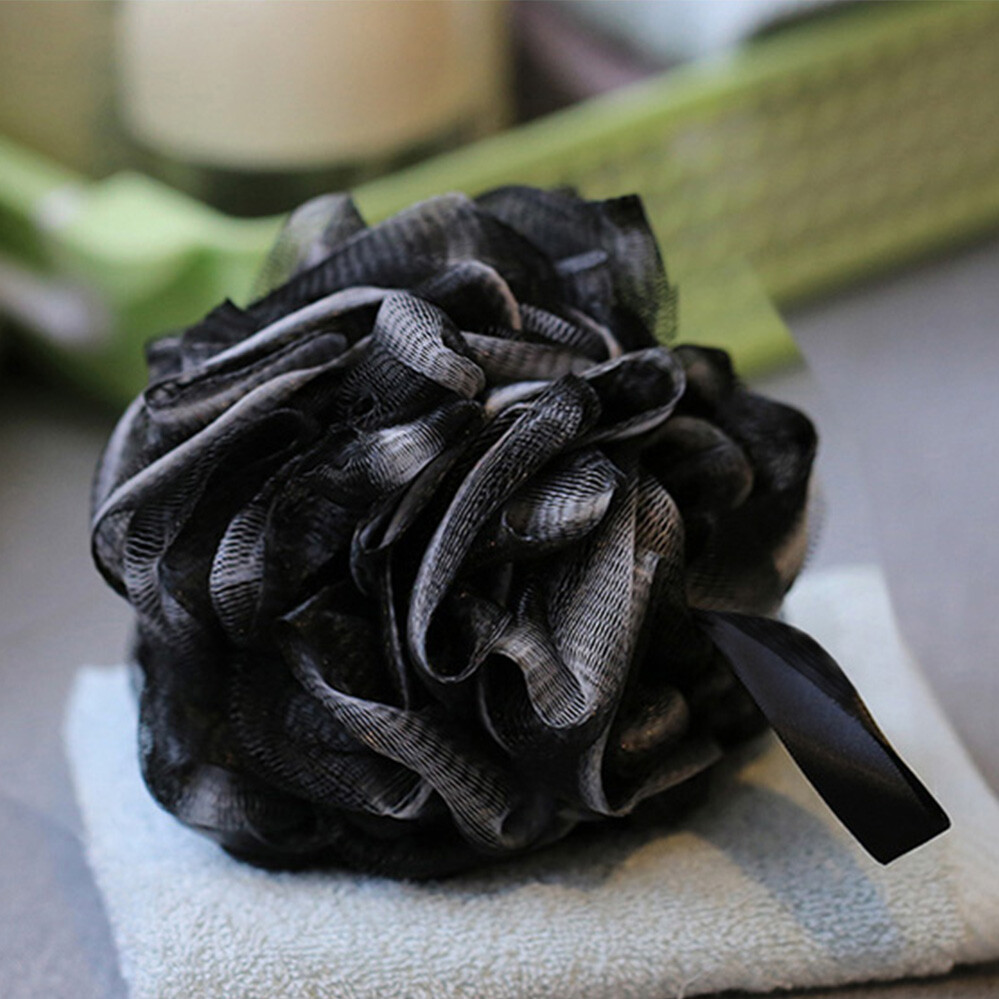 Black Pouf Bath Exfoliating Mesh Luffa Sponge Shower Loofah Product ...