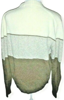 Thane Sweater Crew Popover Cable Knit Brown Gray Ivory 100% Wool men's ...