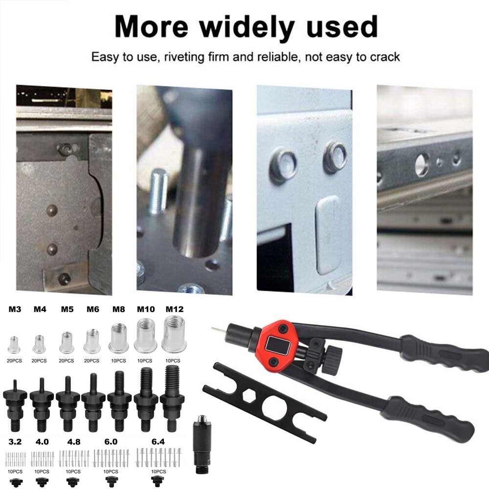 2 In 1 New 160PCS Hand Nut Tool M3- M12 Repair Kit Riveter Rivnut Gun ...