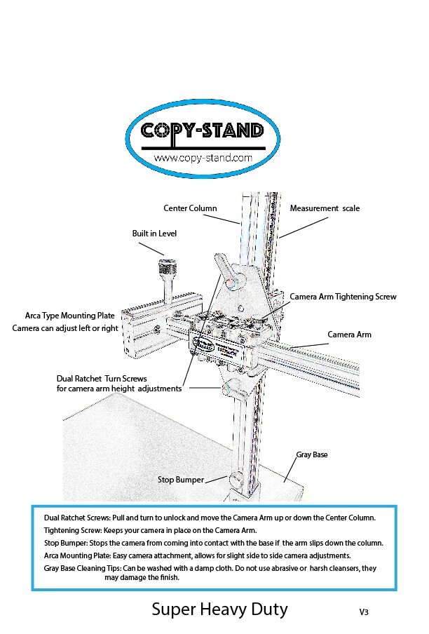 SUPER Heavy Duty 36" Tall Easy Slide Macro Copy Stand ~DSLR Camera ...