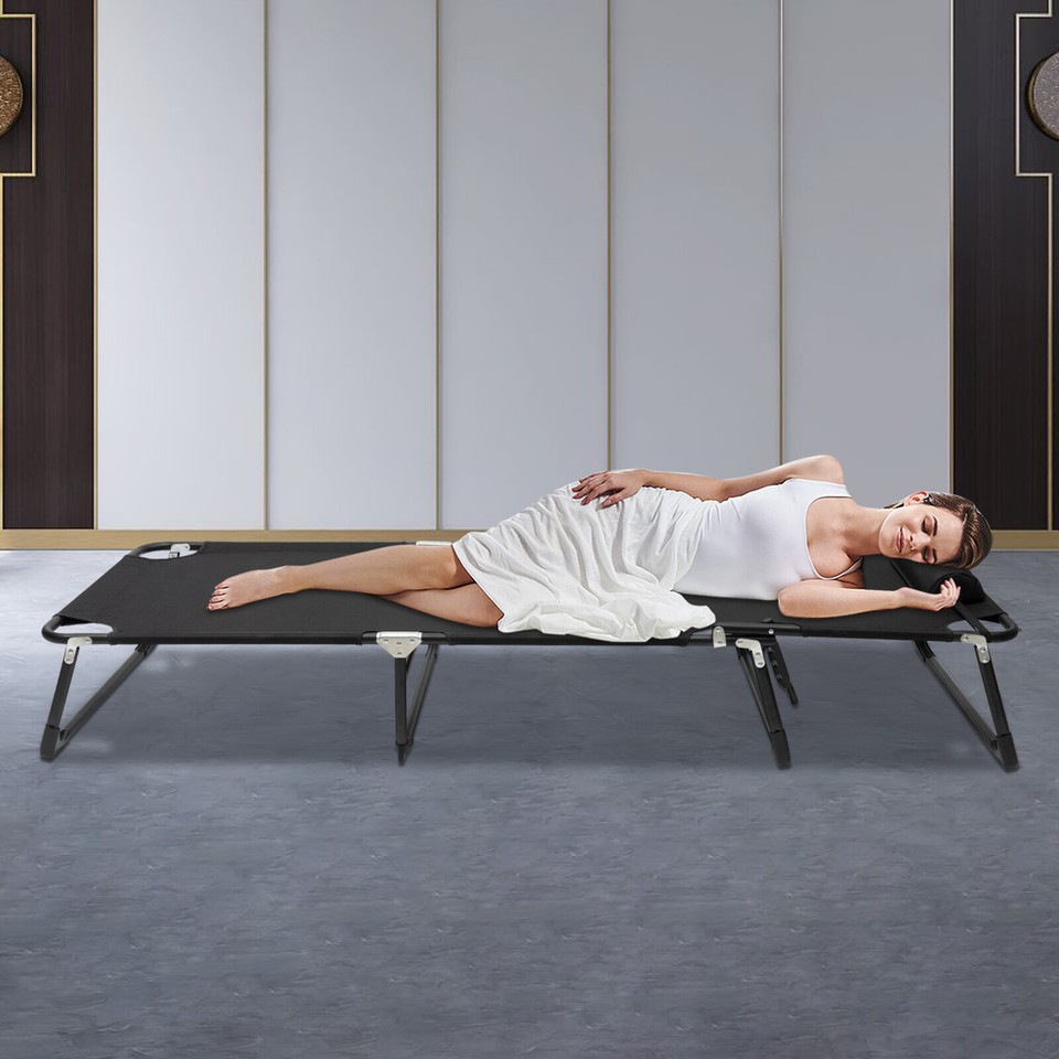 Adults Folding Sleeping Cot Office Nap Bed Heavy Duty Adjustable Cots ...