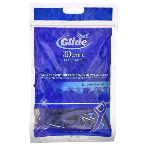 Oral-B, Glide, 3D White, Floss Picks, Radiant Mint, 75 Count ...