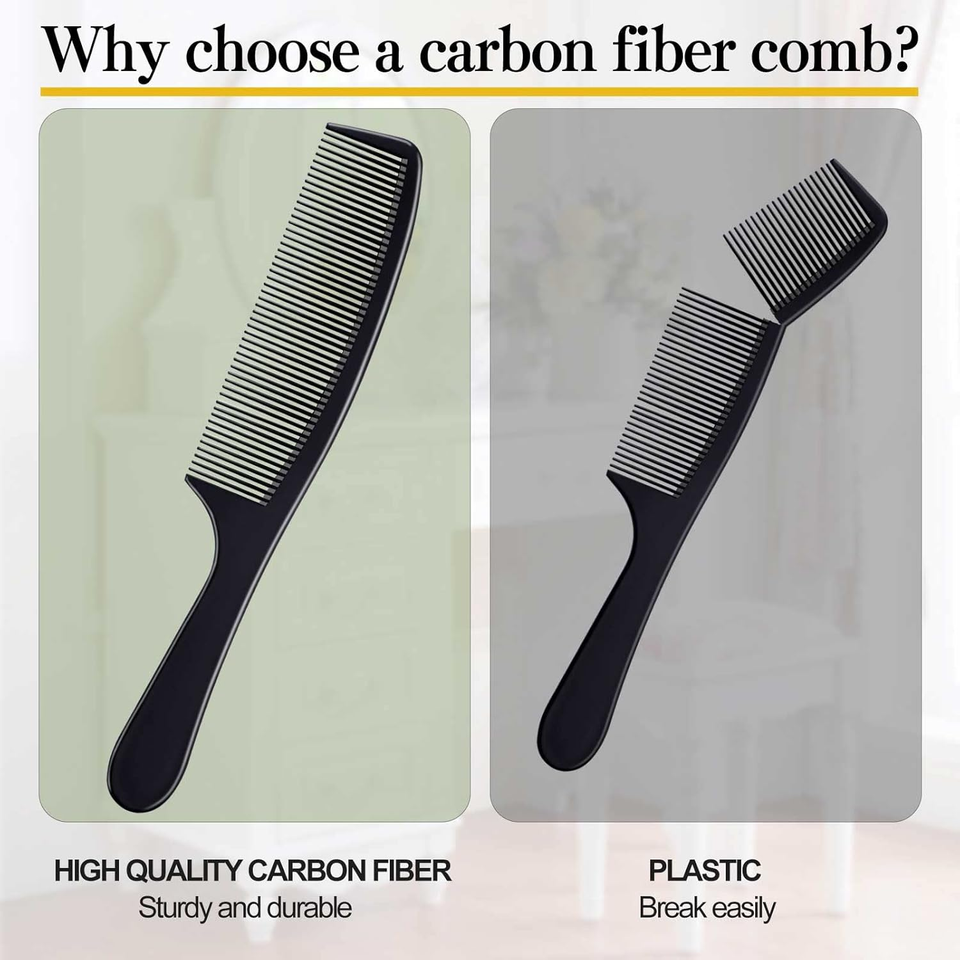 4 Pieces Combs for Women and Man, Premium Black Carbon Fiber Hair Comb ...