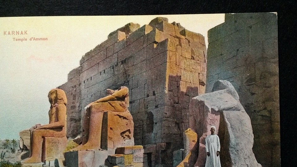 Egypt Postcard Early 1900s Rare VHTF Karnak Luxor Amon Temple Statues ...