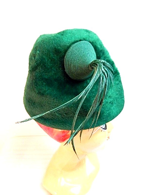 Vintage 1940s Pixie FANTES Hat Feather Tassel Crown Cap Smart Cadet ...