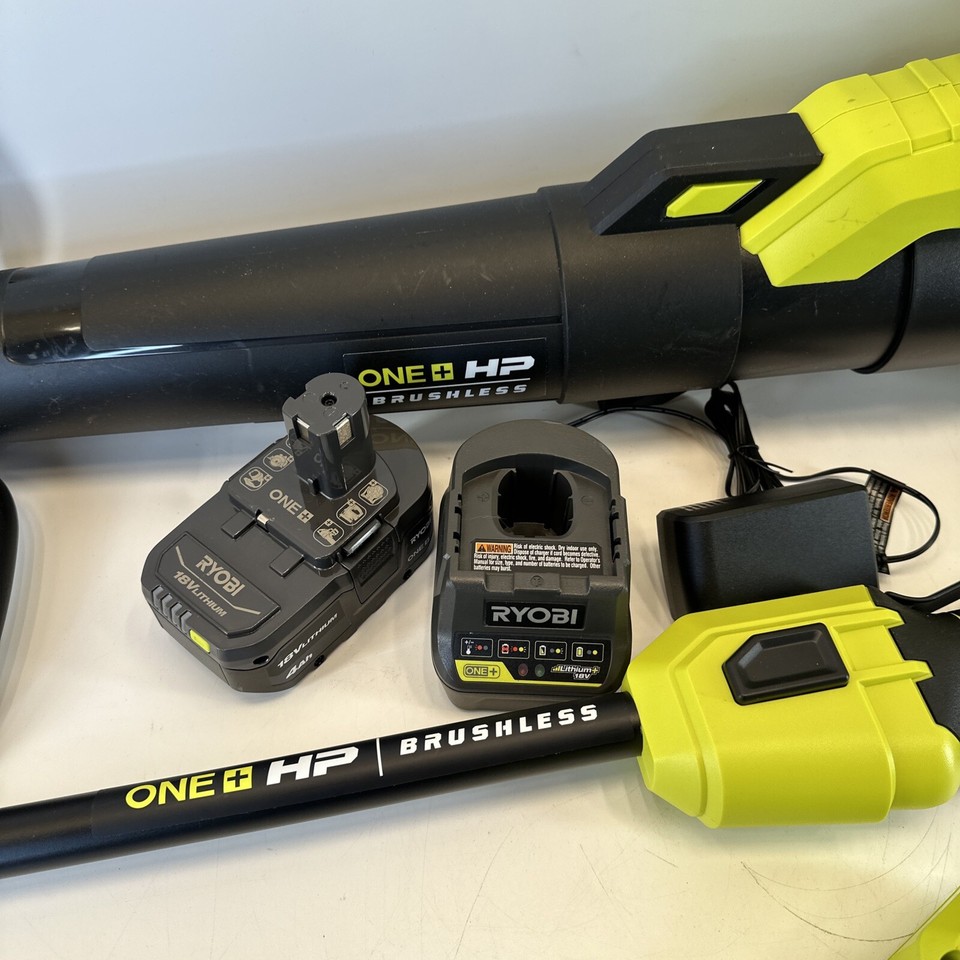 Cordless 13” String Trimmer Edger & Jet Fan Blower Kit P20121 RYOBI ...