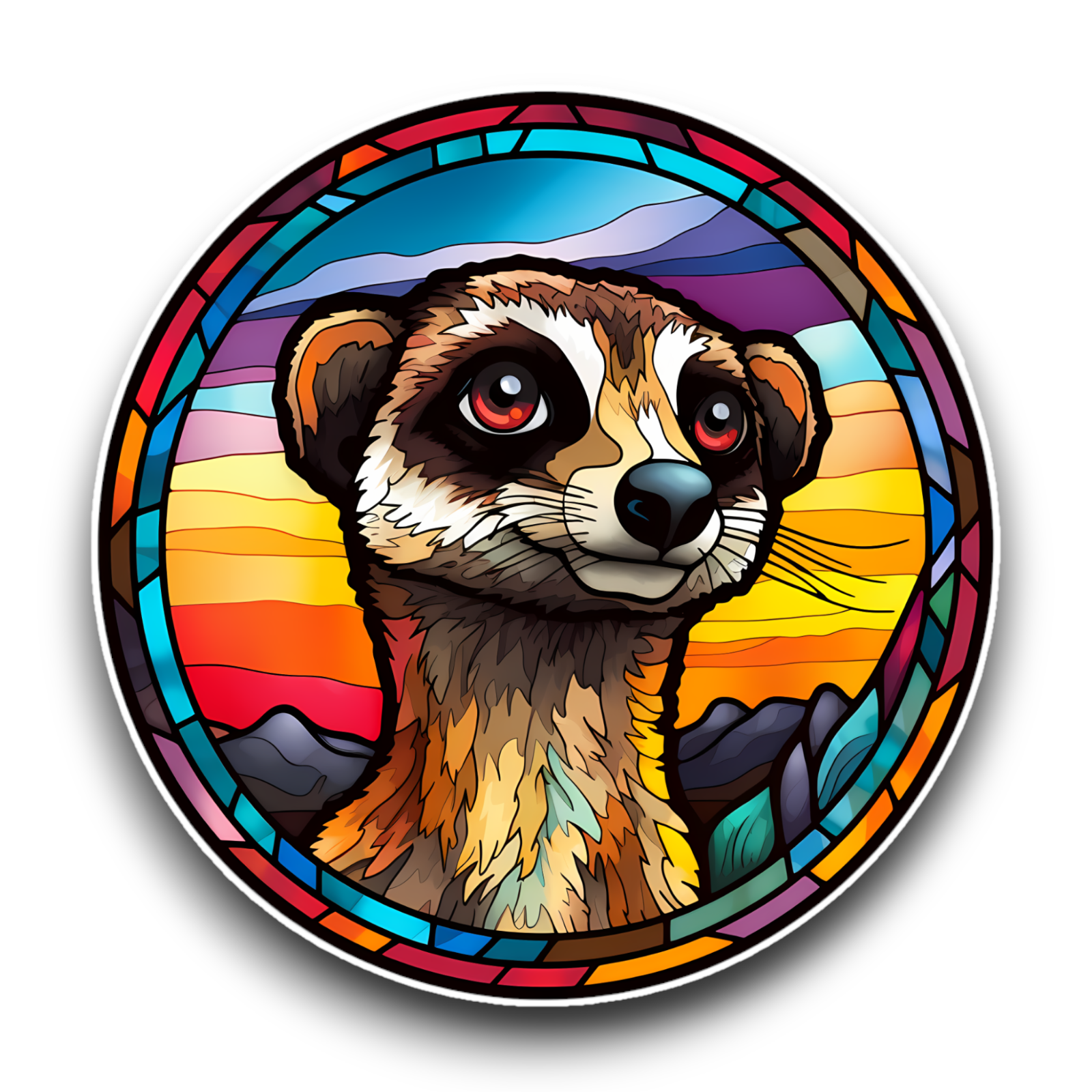 Cute Meerkat Animal Stained Glass Window Effect Vinyl Sticker Decal ...