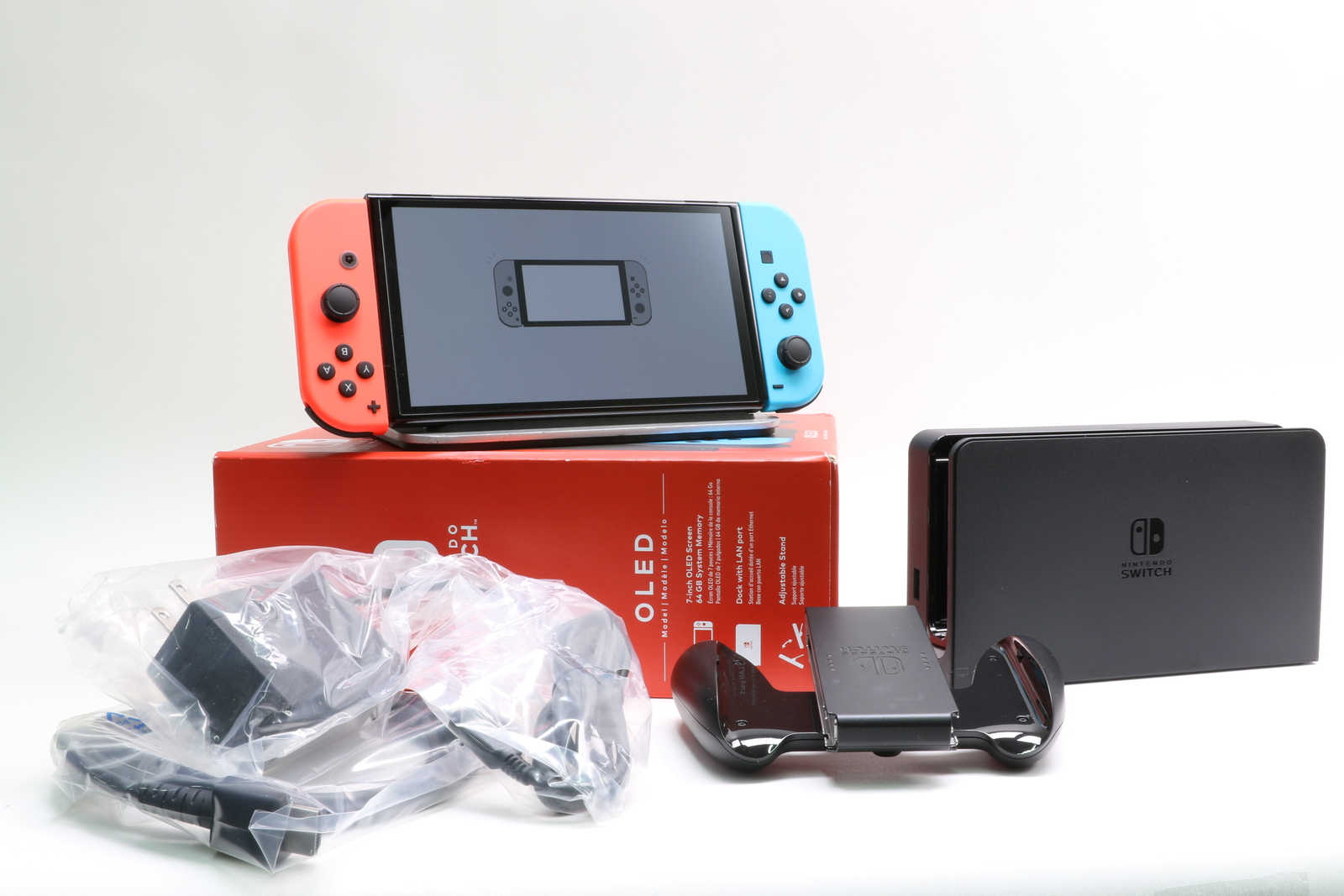 Brand New! Nintendo Switch OLED, Neon Red/Blue Joy-Cons, 64GB