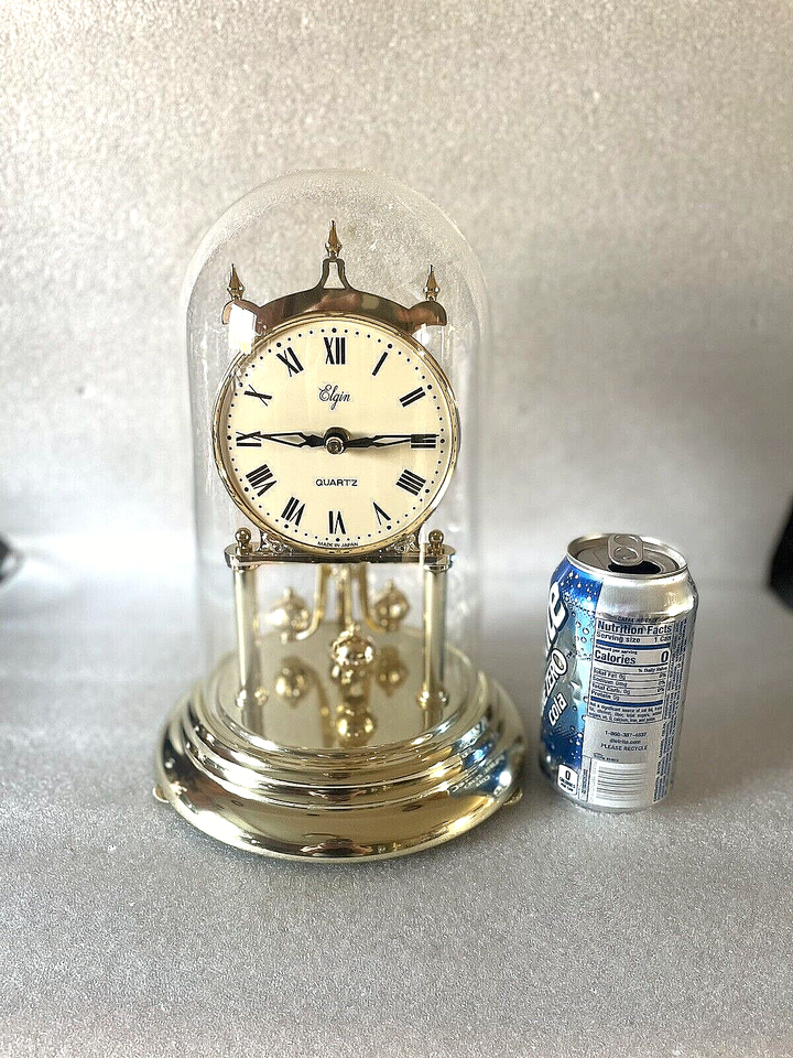 Vintage Elgin Glass Dome Rotating Pendulum Quartz Anniversary Clock ...