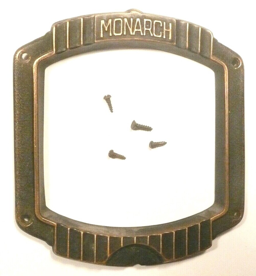 vintage MONARCH TOMBSTONE RADIO part: SQUARE BRASS FACEPLATE w/ screws ...