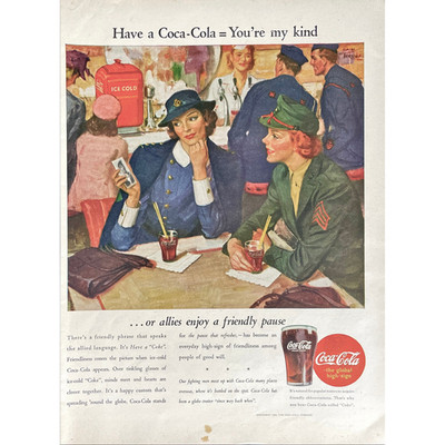 Coca Cola 1944 Vintage Print Ad Women Military Uniforms Drinking Coke ...