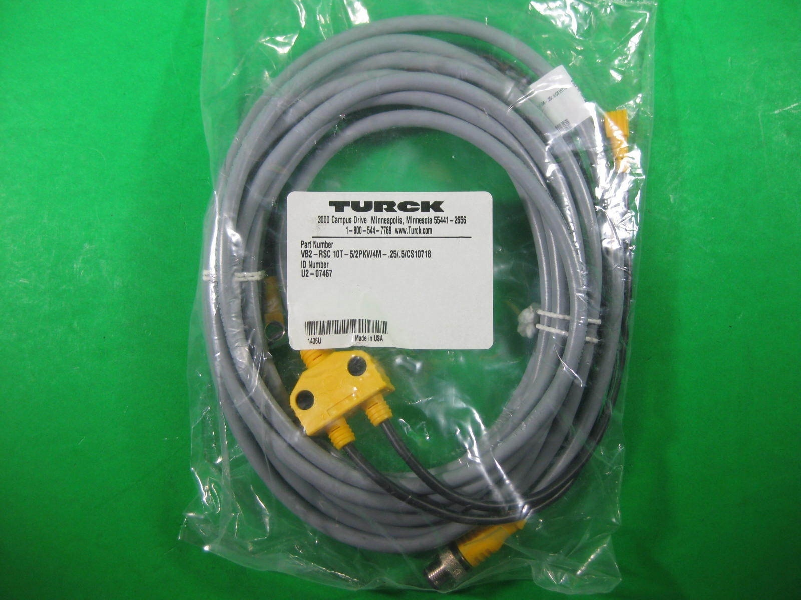 Turck -- VB2-RSC10T-5/2PKW 4M/0.25/0.5/CS10718 or U2-07467 -- New | eBay