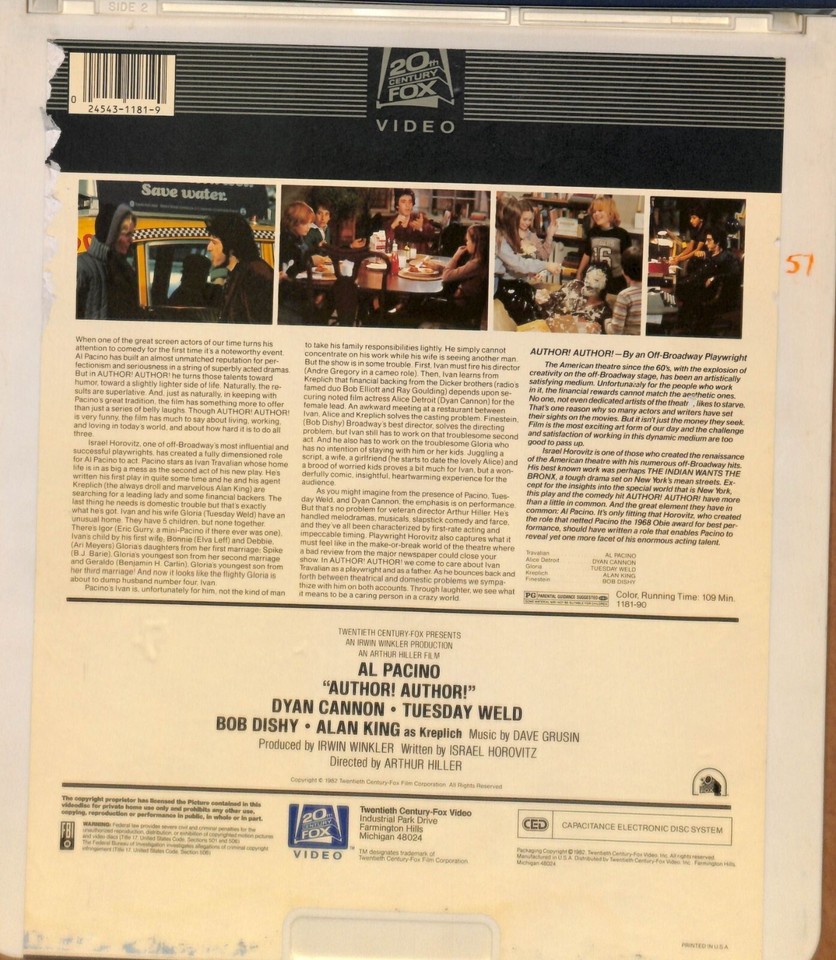 Author! Author! (1982) CED RCA SelectaVision TESTED WORKING | eBay