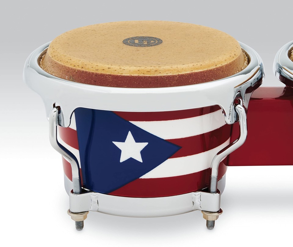 Latin Percussion LPMC Mini Tunable Puerto Rican Flag Wood Bongos ...