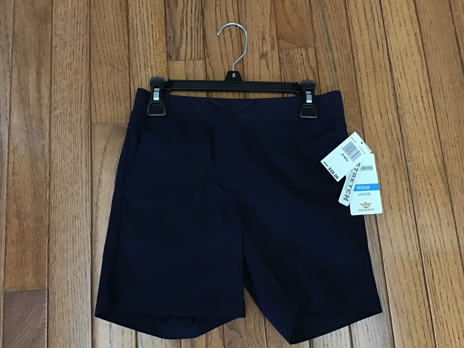 NWT DOCKERS Girls Shorts SZ 8 Regular Stretch Knit Waist School Blue ...