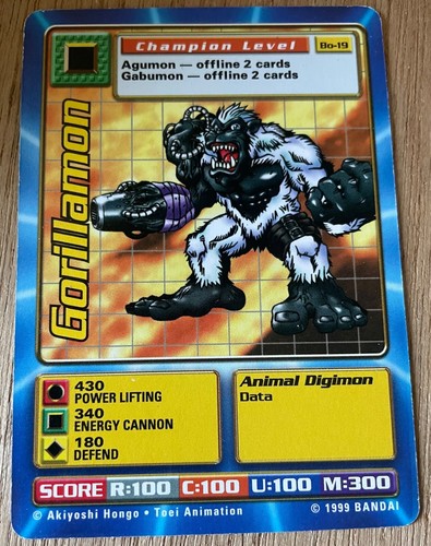 Gorillamon Bo-19 Vintage 1999 Bandai Digimon Card | eBay