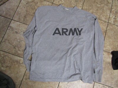 US ARMY MILITARY PHYSICAL FITNESS SHIRT APFU GRAY WITH BLACK LETTERS ...