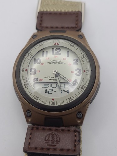 Mens Casio 2747 Illuminator Telememo 30 Brown Digital Analog Watch AW ...