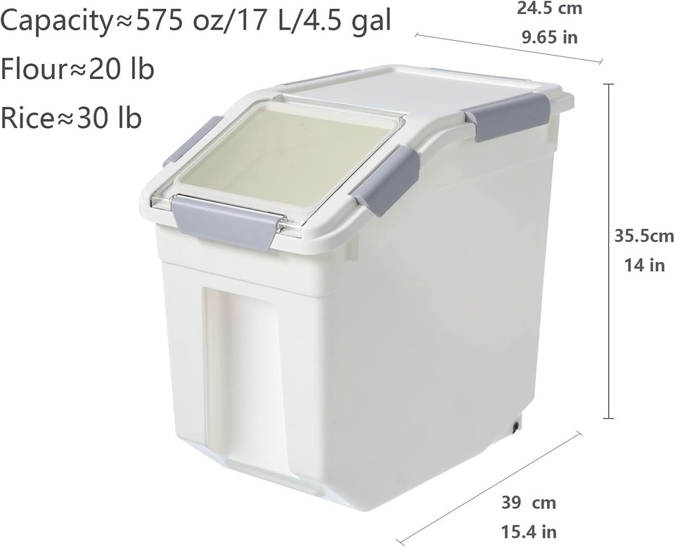 Two-piece airtight flour storage container set with measuring spoon ...