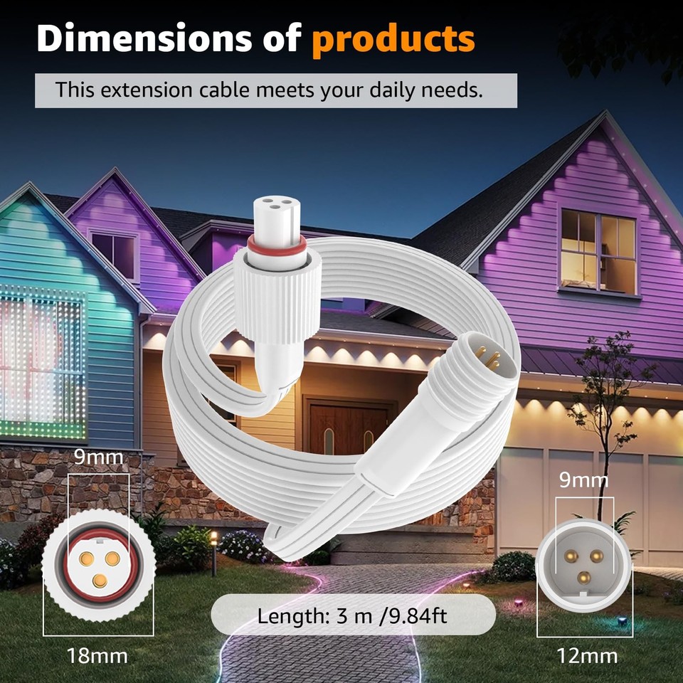 Extension Cable for Govee Outdoor Lights, IP68 Waterproof Extension ...