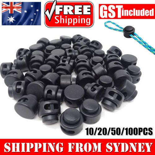 UP 100PCS Double Hole Toggle Cord Stopper Locks End Drawstring Spring ...
