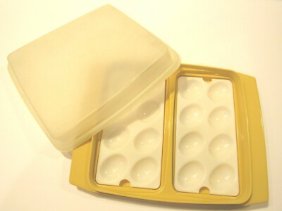 Tupperware Yellow Deviled Eggs Carrier White Egg Insert Tray Set 722 ...