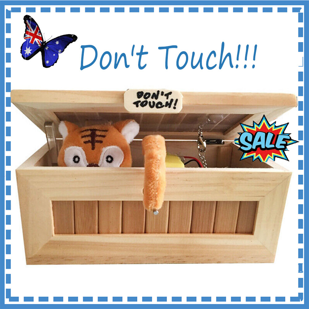 Wooden Electronic Useless Box Don't Touch Stress-Reduction Funny Tiger ...