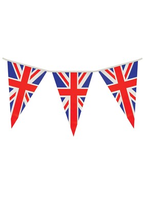 Union Jack Triangular Bunting 7 m PVC 25 Triangle Flags VE Day ...