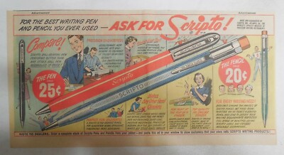 Scripto Pens & Pencils Ad: Ask For Scripto ! from 1940's Size: 7 x 15 ...