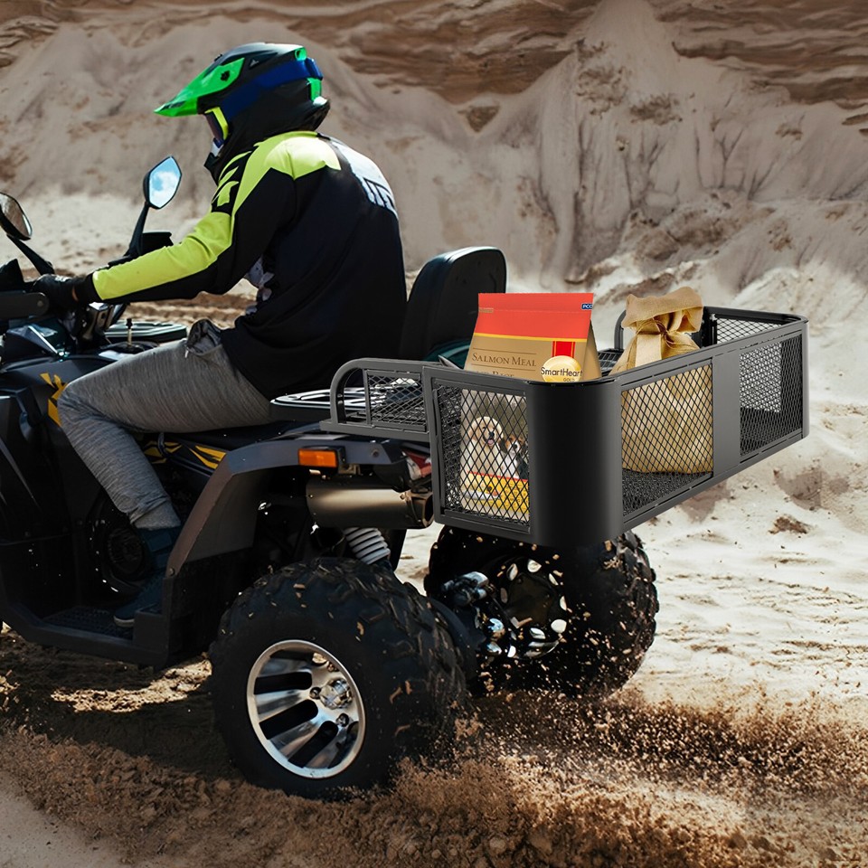 ATV UTV Universal Rear Drop Basket Rack Steel Cargo Hunting | eBay